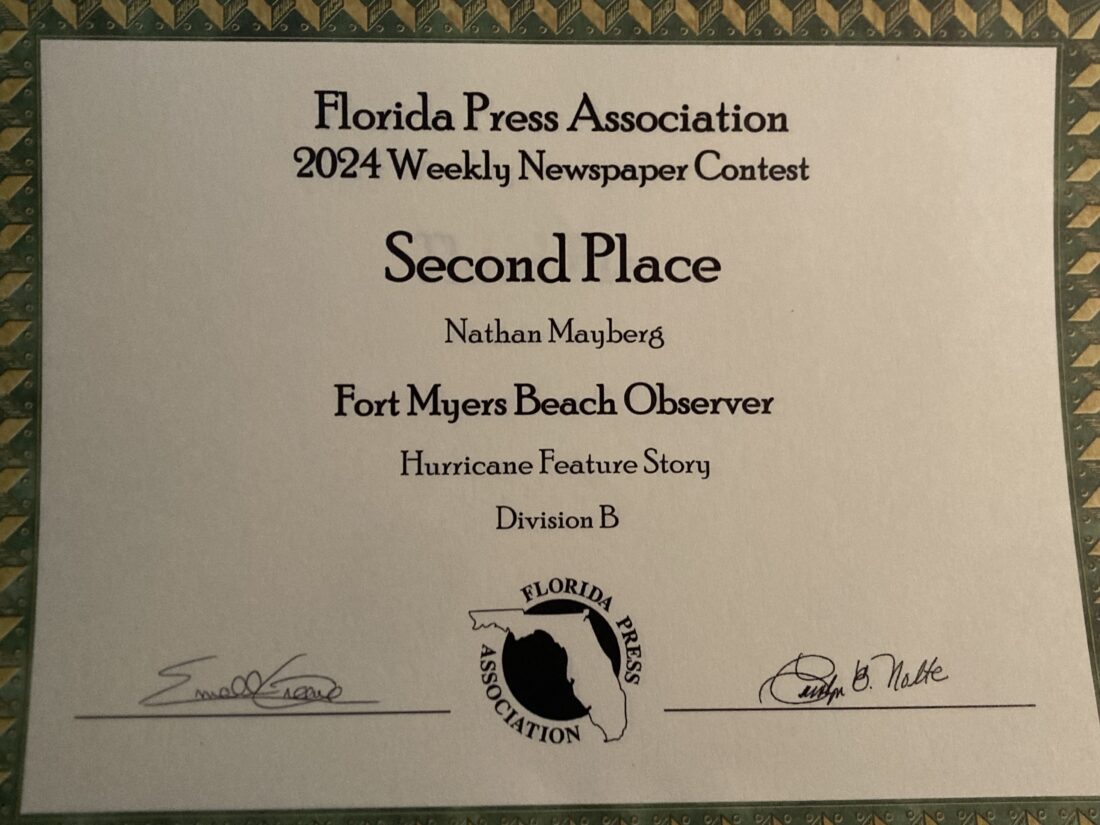 Fort Myers Beach Observer wins Florida Press Association awards for ...
